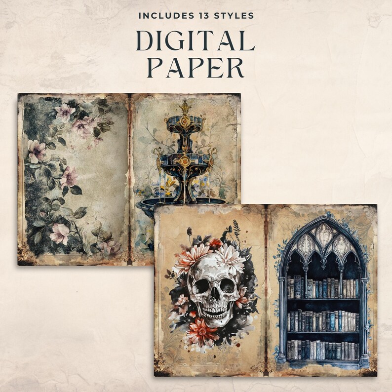 Dark Academia Junk Journal for Scrapbooking, Vintage Printable Papers ...