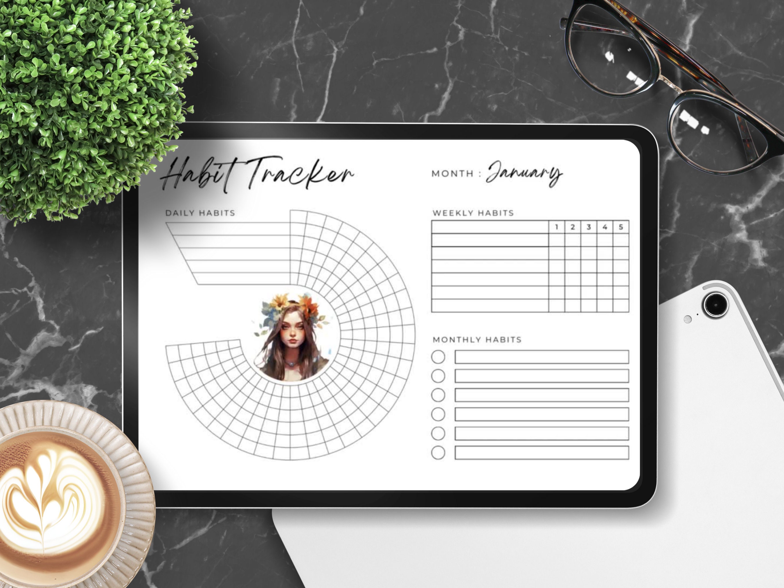 Circle Habit Tracker Printable Daily Habit Tracker Circle Daily Tracker ...