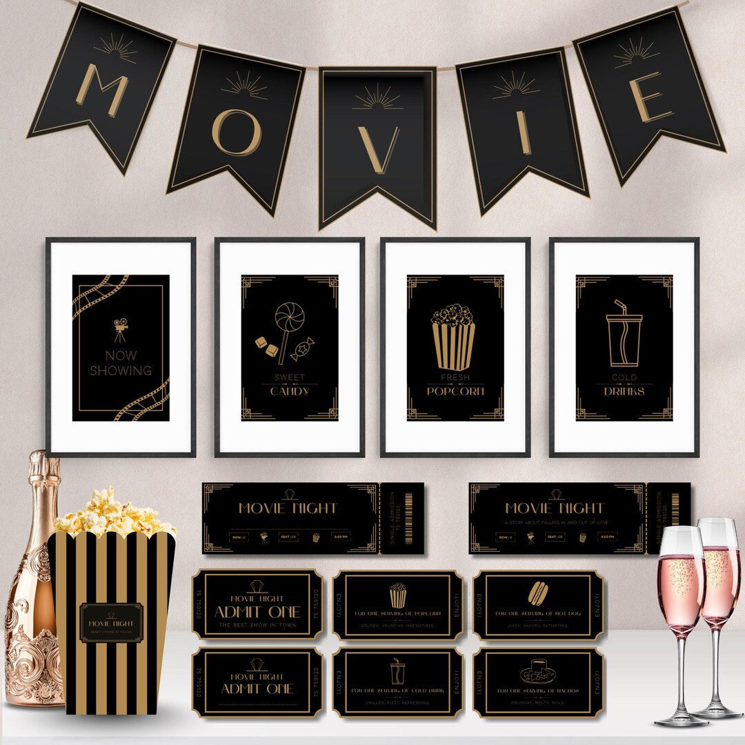 Printable Movie Night Sign and Tickets Bundle for at Home Movie Theater ...