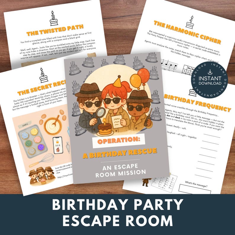 Birthday Escape Room Kit, Printable Birthday Party Escape Room for Kids ...