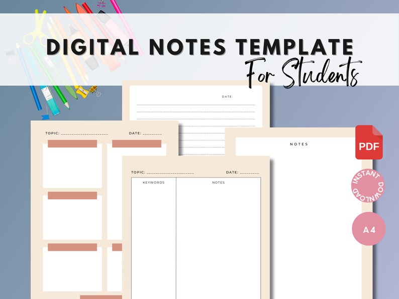 Printable Note Taking Templates for Students: 4 Methods in 1 - Etsy ...