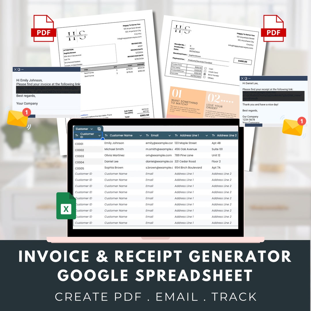 Google Sheets Invoice Template Digital Invoice Generator for Small ...