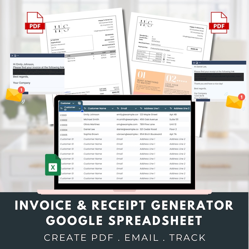 Google Sheets Invoice Template Digital Invoice Generator for Small Business Automation Tool ...