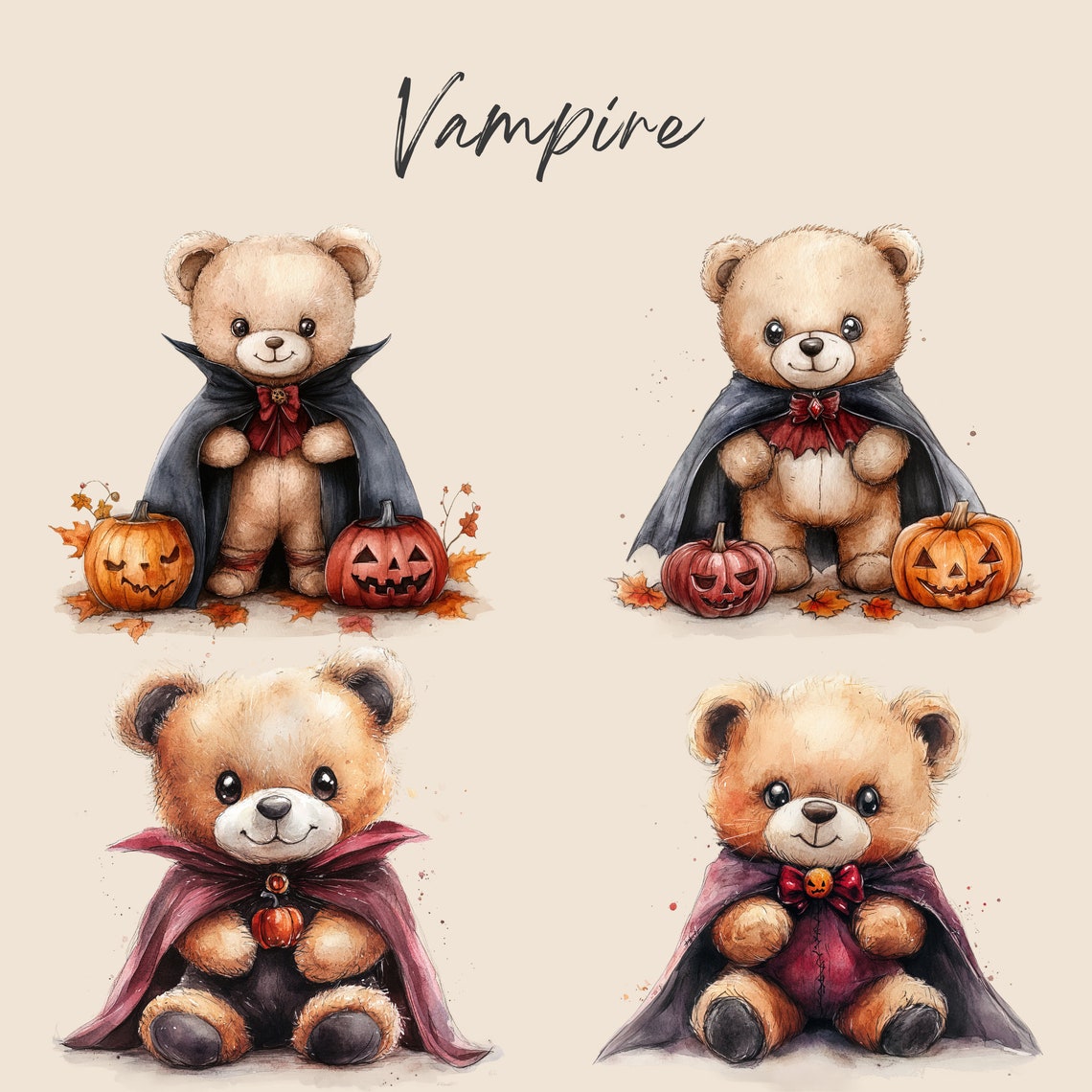 Cute Halloween Teddy Bear Clipart PNG File for Shirt Design Fall ...