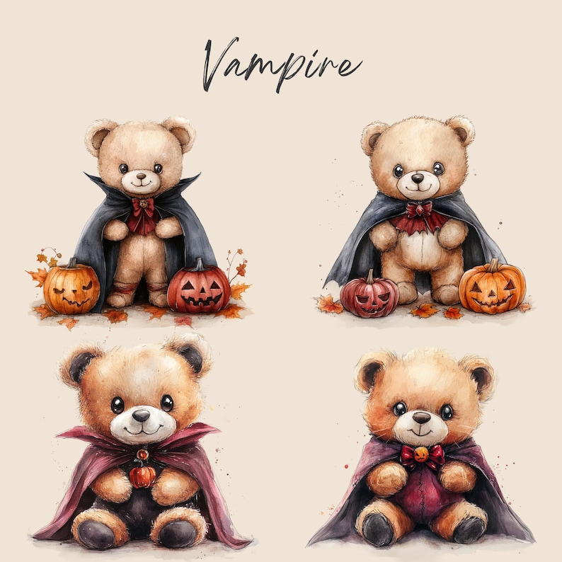 Cute Halloween Teddy Bear Clipart PNG File for Shirt Design Fall ...