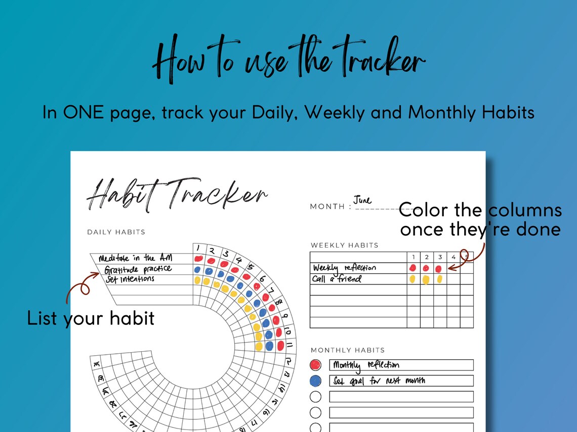 PDF Circle Habit Tracker Printable Circular Monthly Circle Daily ...