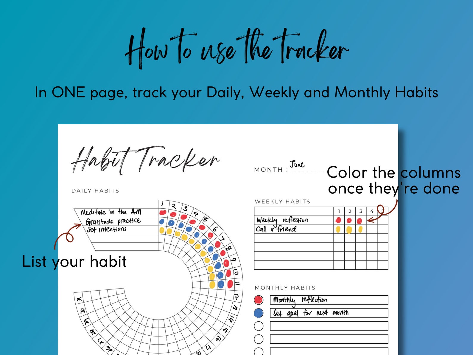 PDF Circle Habit Tracker Printable Circular Monthly Circle Daily ...