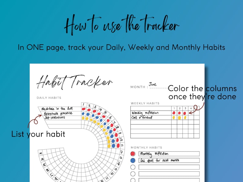 PDF Circle Habit Tracker Printable Circular Monthly Circle Daily ...