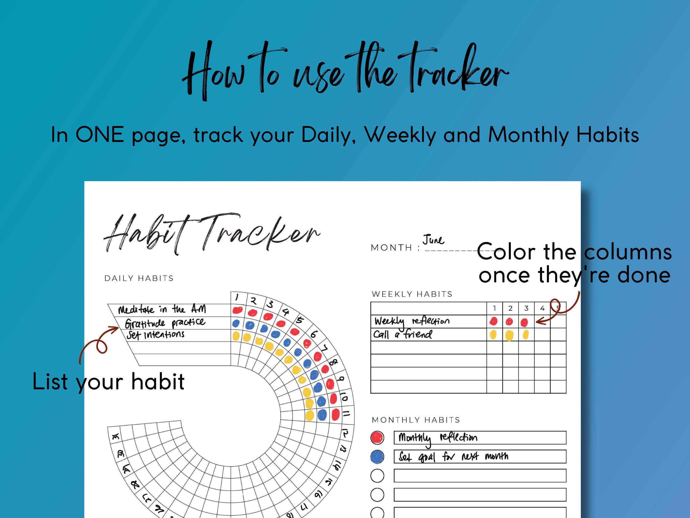 PDF Circle Habit Tracker Printable Circular Monthly Circle Daily ...