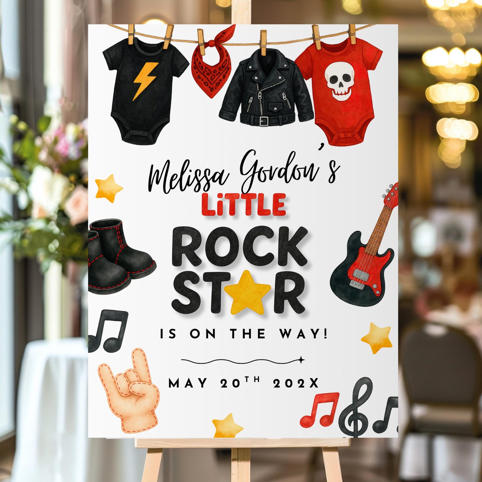 Rock Star Baby Shower Welcome Sign, Rock and Roll Baby Shower Theme ...
