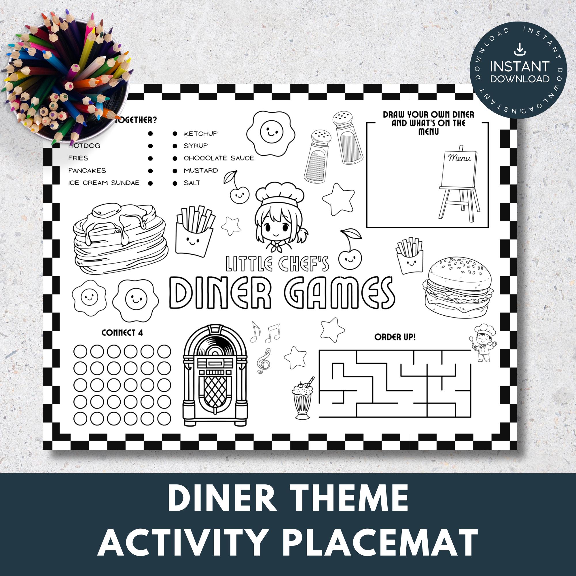 Diner Placemat for Kids, Printable Kids Placemat and Restaurant ...