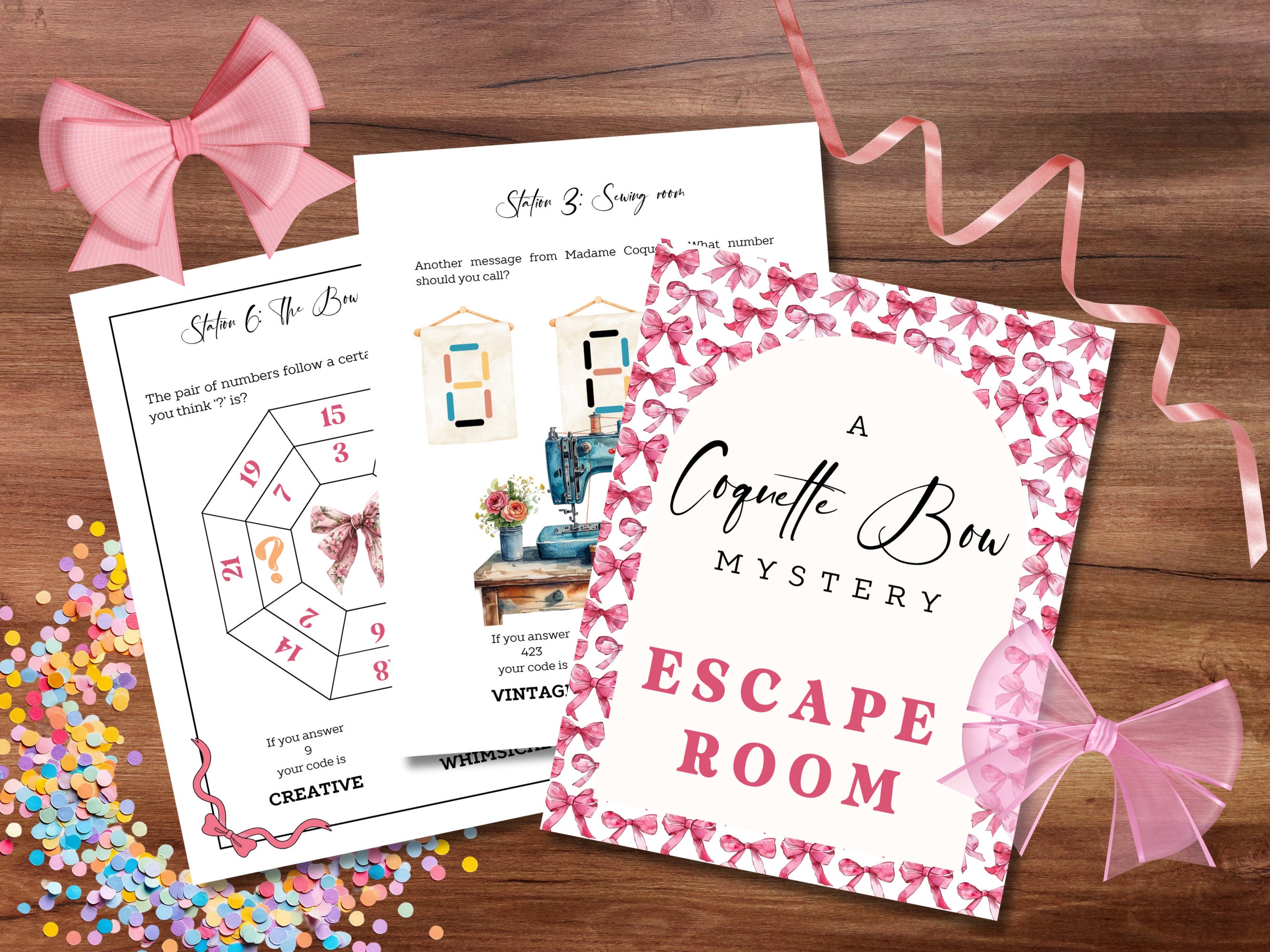 Coquette Bow Printable Escape Room for Kids Birthday Kid Escape Room ...