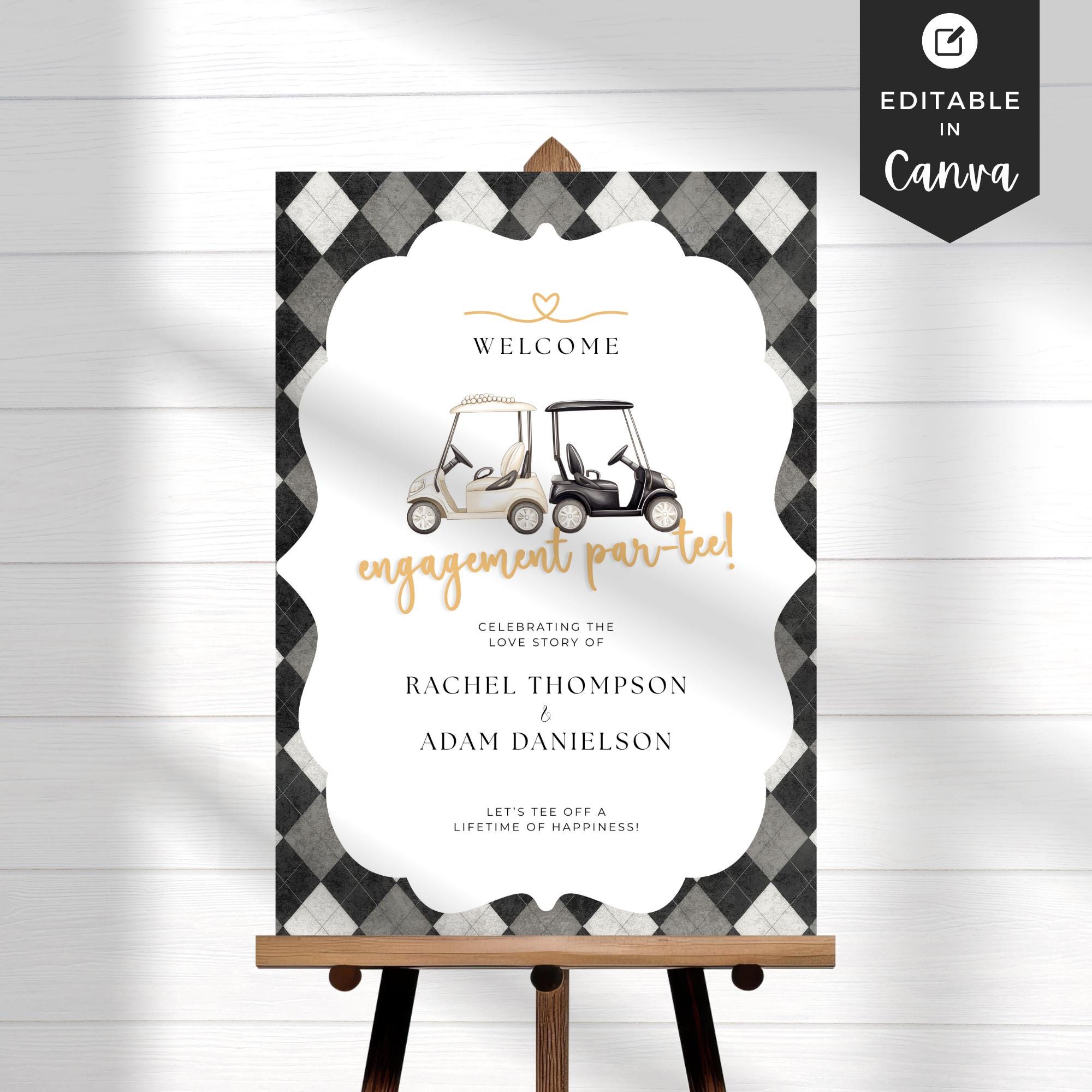 Golf Engagement Party Welcome Sign Printable, Golf Couple Shower Sign ...