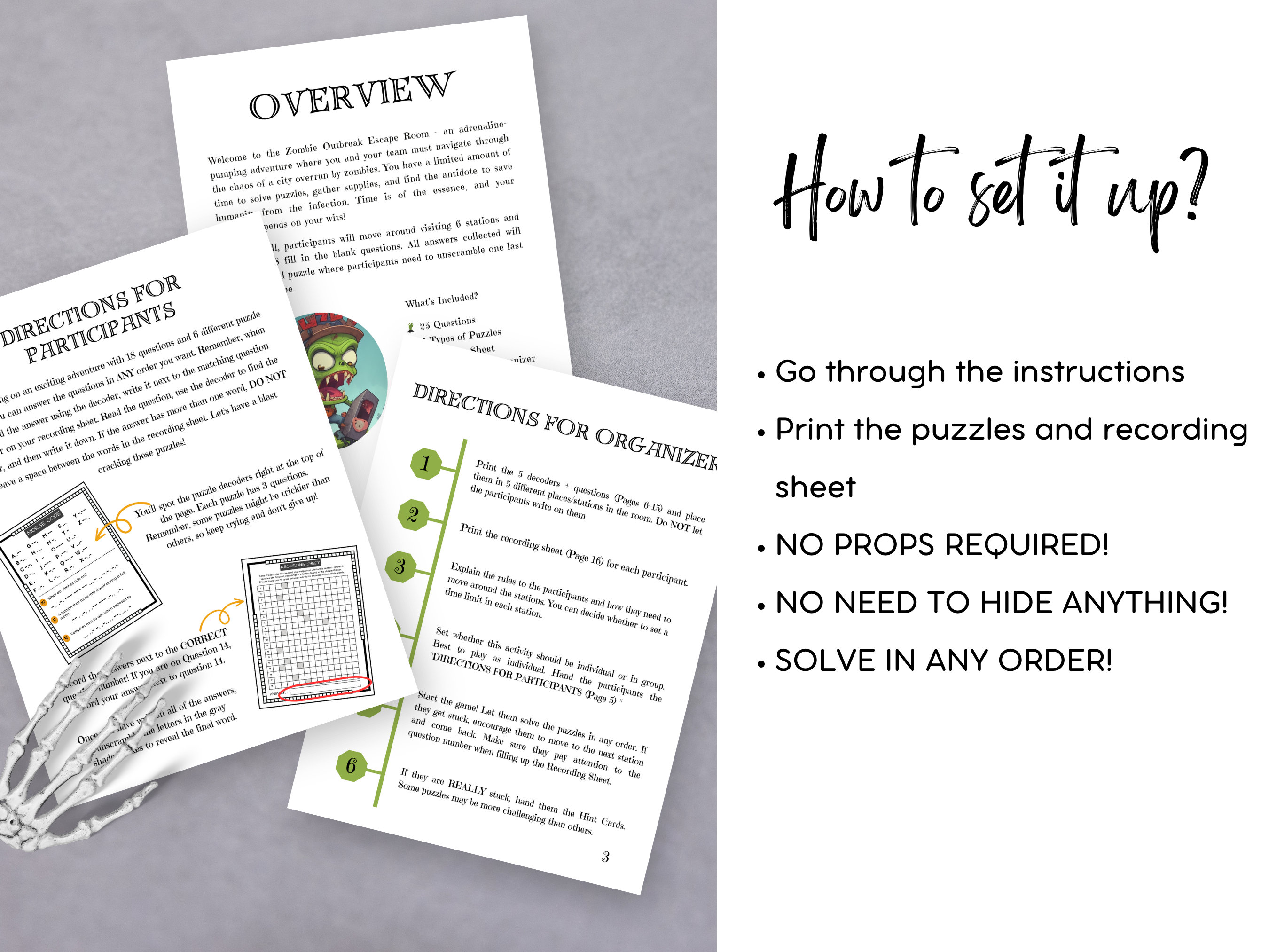 Zombie Apocalypse Printable Escape Room for Kids, Halloween Games, Fun ...