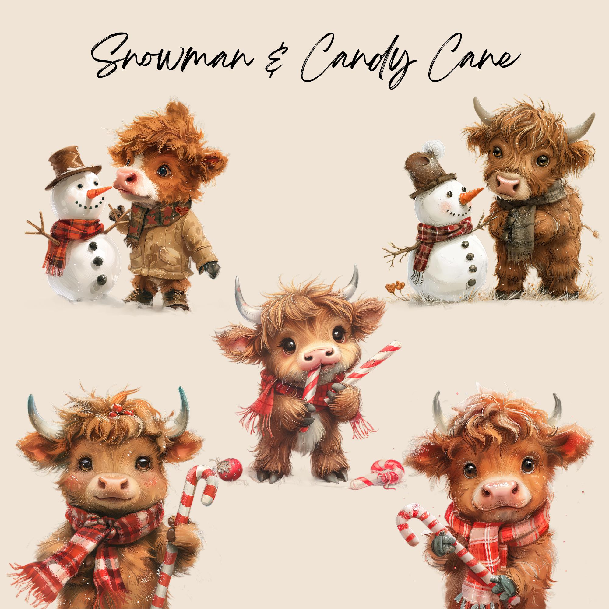 Watercolor Christmas Highland Cow Clipart Baby Highland Cow PNG Digital ...