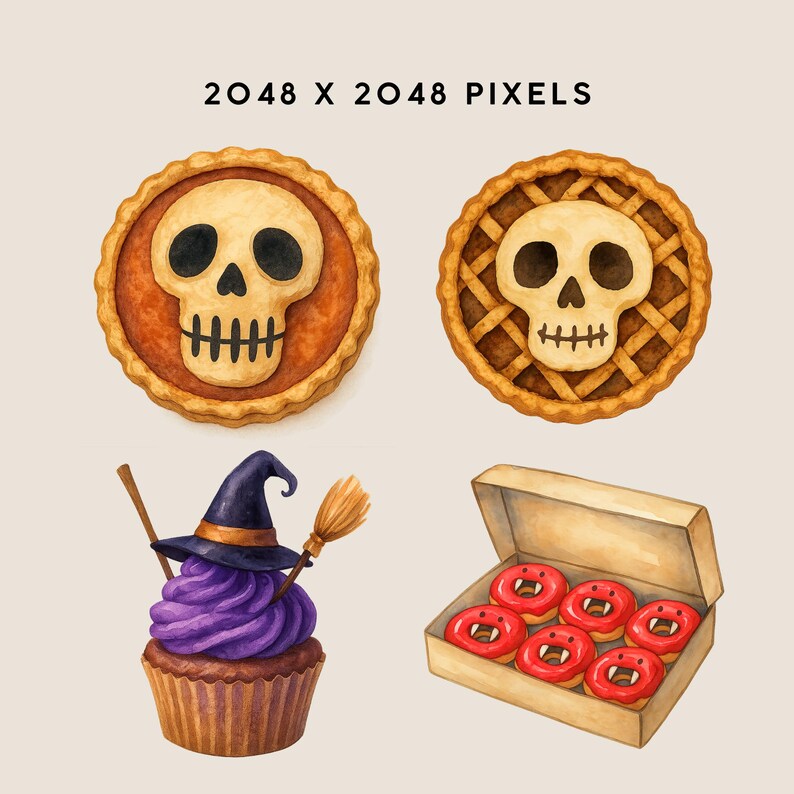 Halloween Bakery Clipart Watercolor PNG, Spooky Dessert Illustrations ...