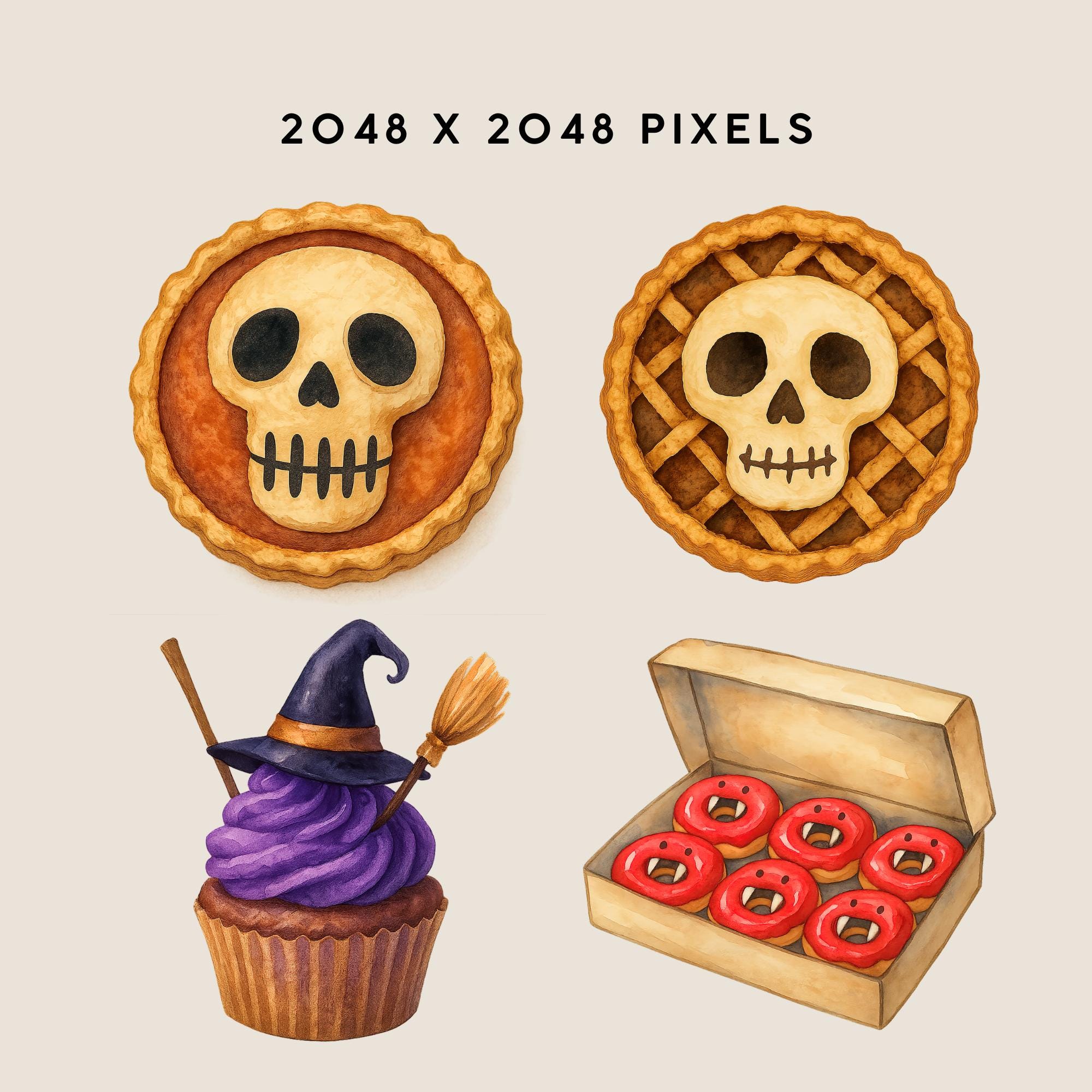 Halloween Bakery Clipart Watercolor PNG, Spooky Dessert Illustrations ...