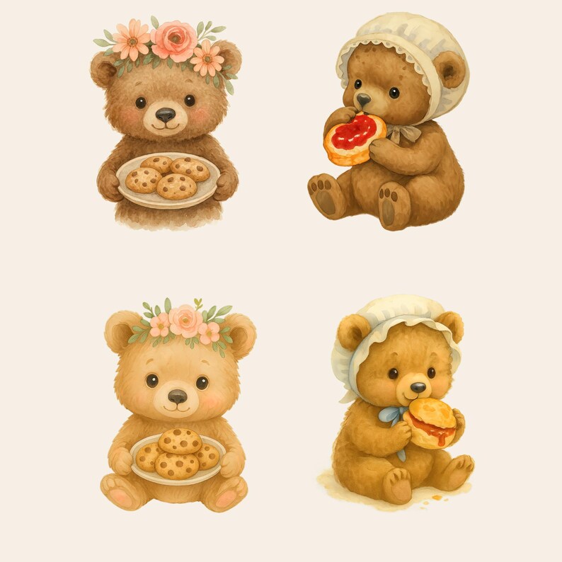 Adorable Bear Having Tea Clipart, Teddy Bear Clipart, Tea Party Animals ...