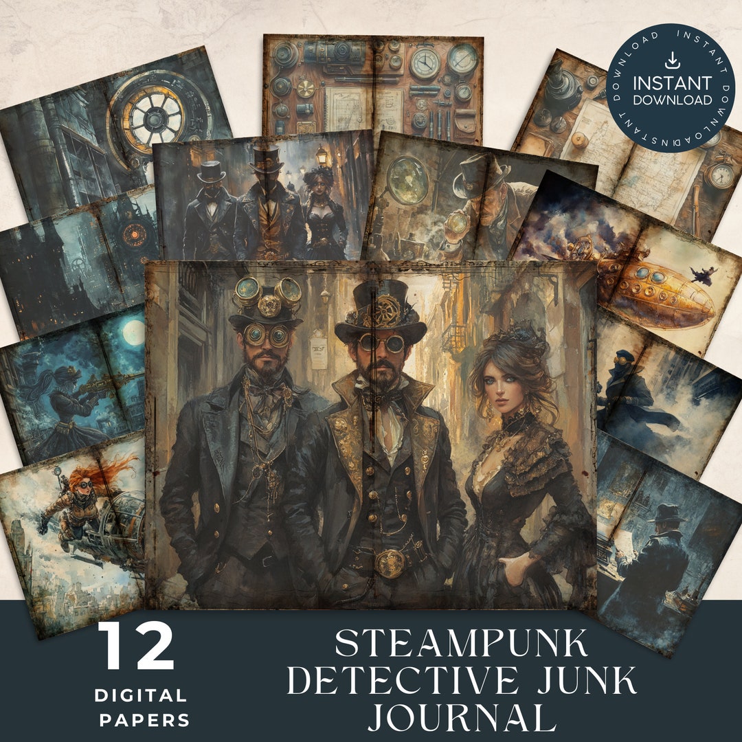 Steampunk Detective Junk Journal Kit Victorian Steampunk Noir Digital ...