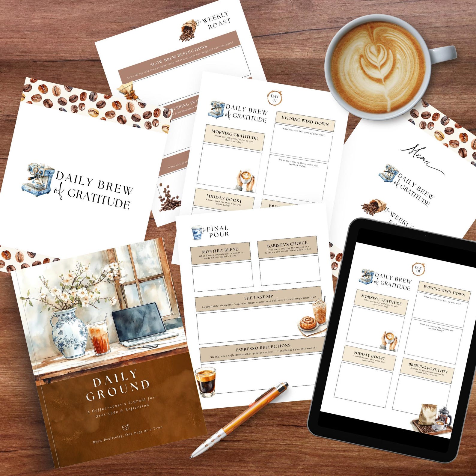 Coffee Lover Gratitude Journal Digital Download, Mindful Reflection ...