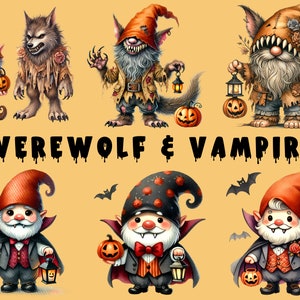 Halloween Gnome Clipart Gnome PNG Sublimation Design Ghost Gnome Spooky ...