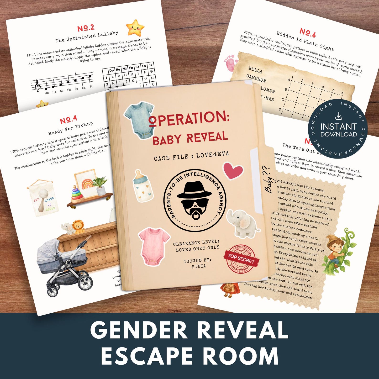 Gender Reveal Escape Room Game Printable, He or She Party Game, Baby ...