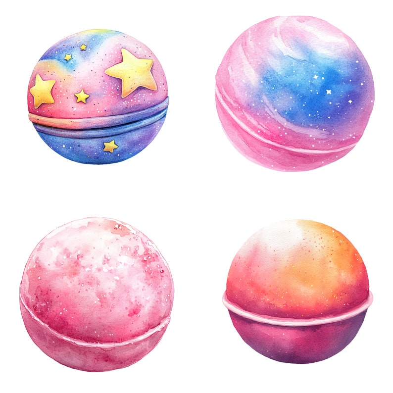 Bath Bomb Clipart PNG Watercolor Spa Clipart Bath Bomb Birthday ...