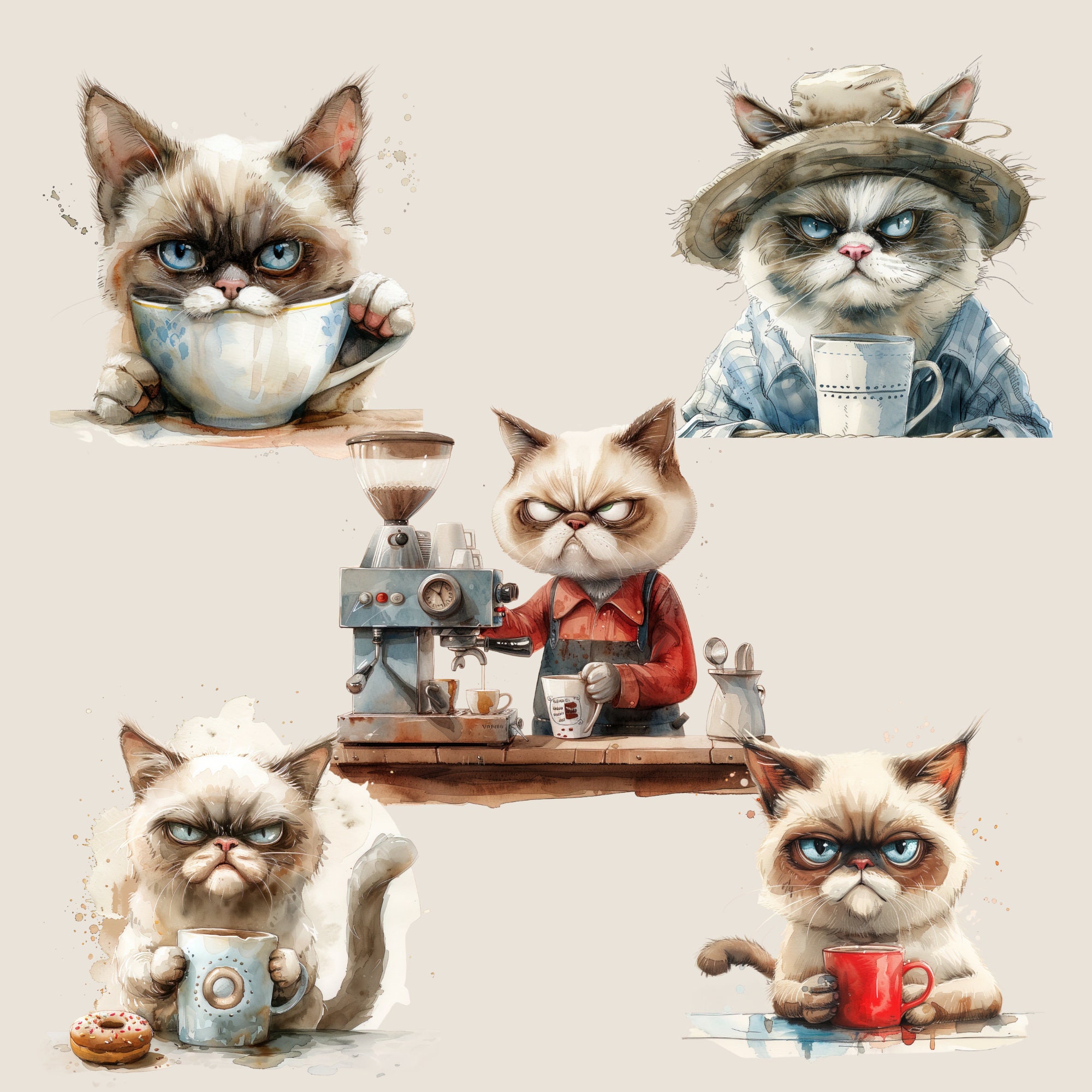 Grumpy Cat With Coffee PNG Grumpy Cat Clipart Cat and Coffee Grumpy Cat ...