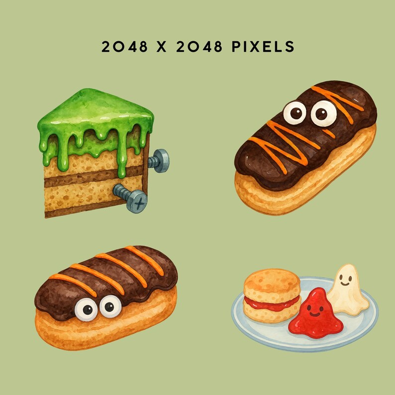 Halloween Bakery Clipart Watercolor PNG, Spooky Dessert Illustrations ...