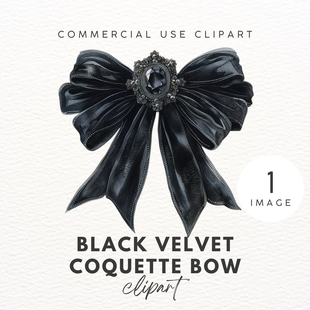 Black Velvet Coquette Bow Clipart Dark Coquette PNG for Shirts Black ...