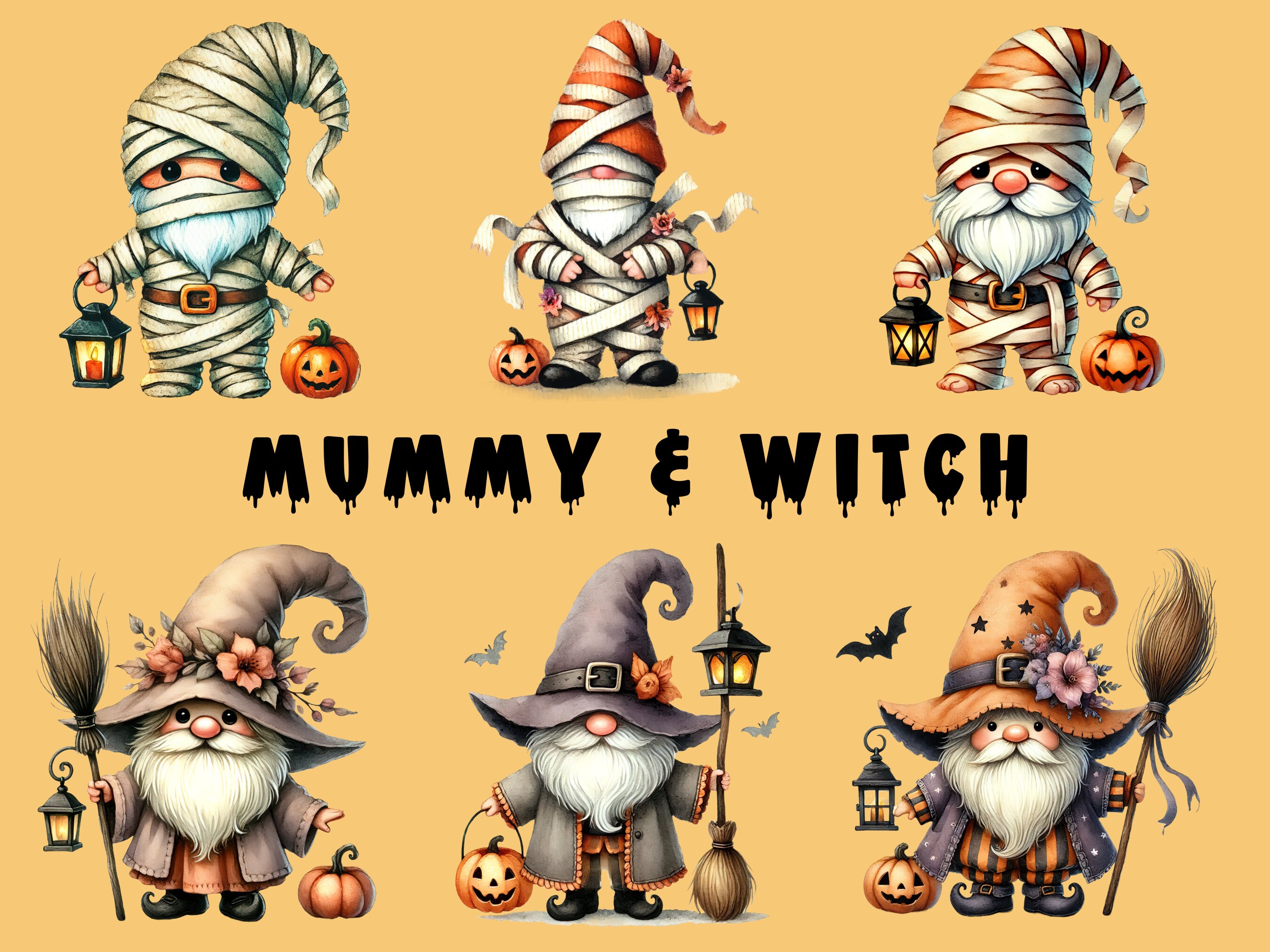 Halloween Gnome Clipart Gnome PNG Sublimation Design Ghost Gnome Spooky ...