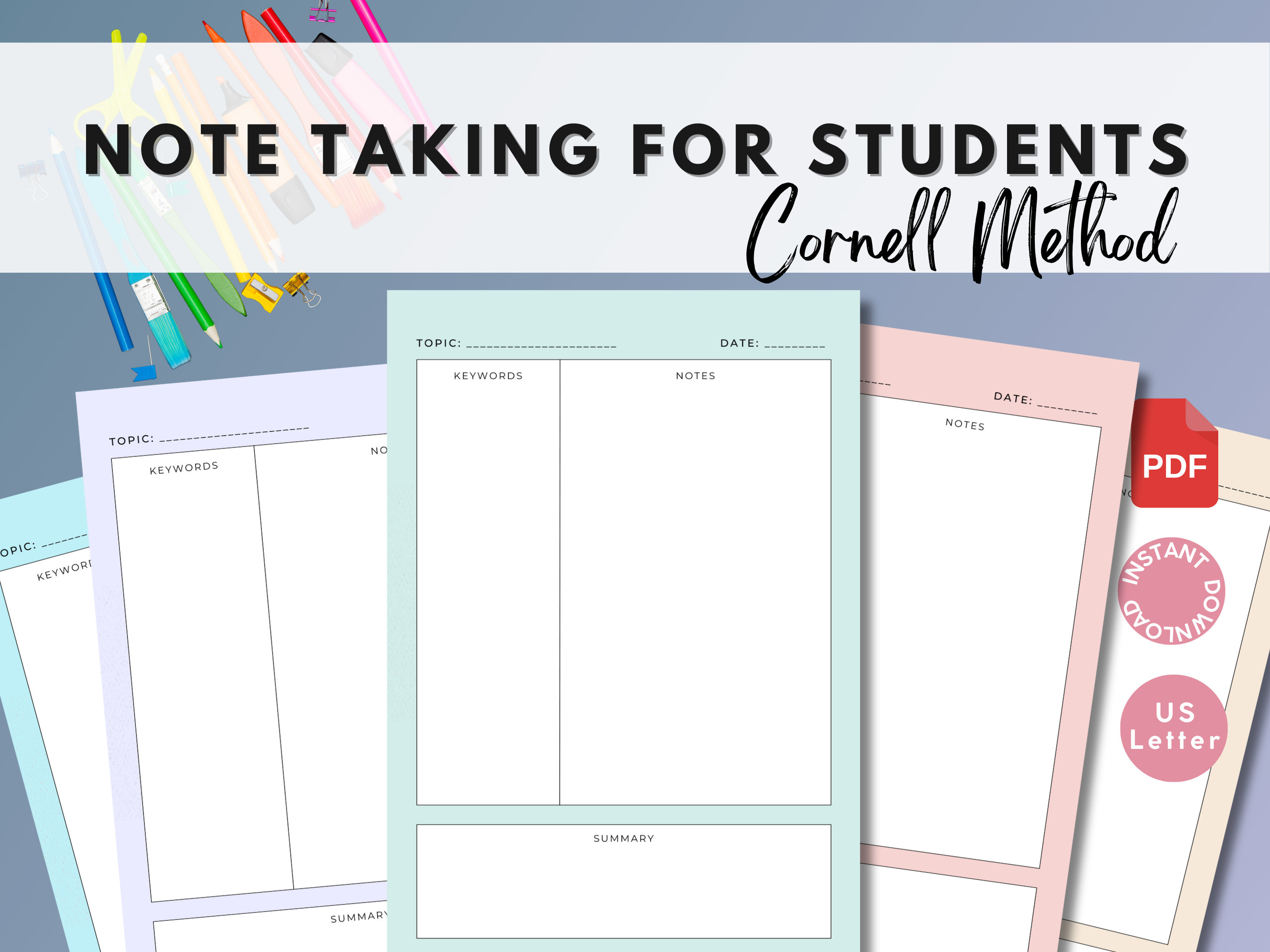 Printable Cornell Notes Taking Template Digital Note Taking - Etsy