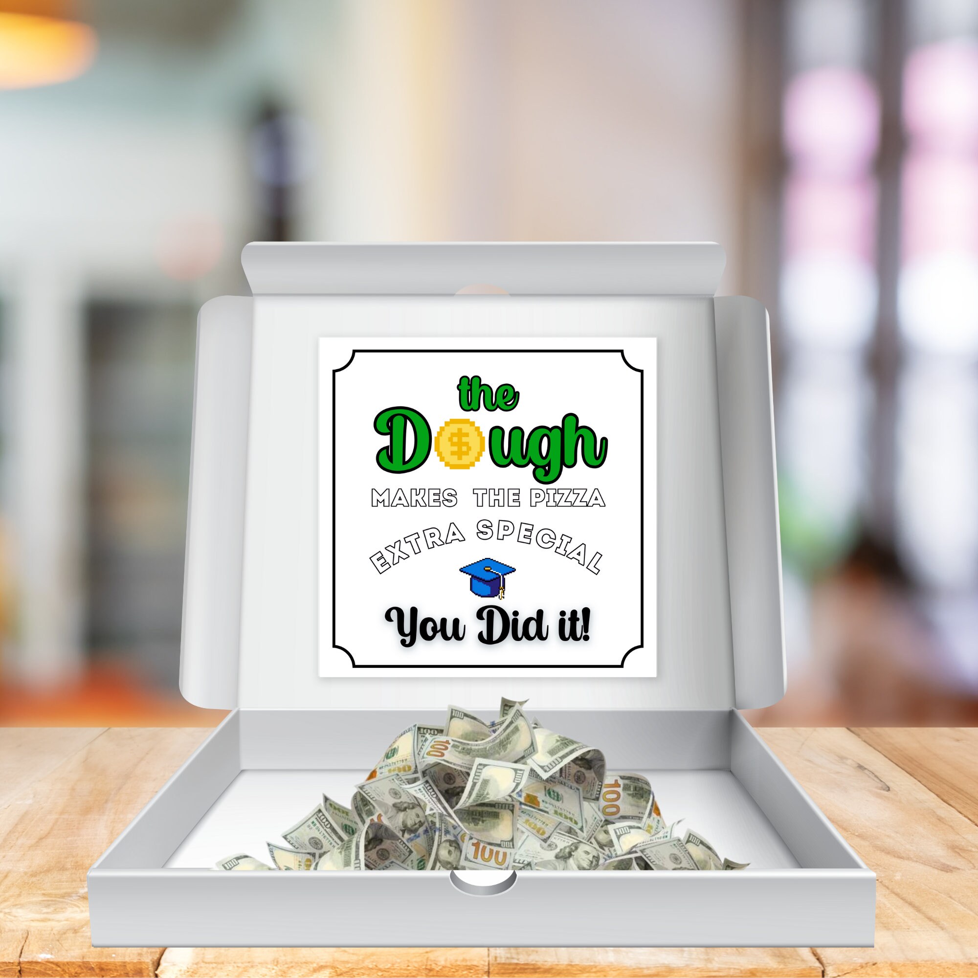 Graduation Money Pizza Box Label Pizza Lover Gift Graduate Money Gift ...