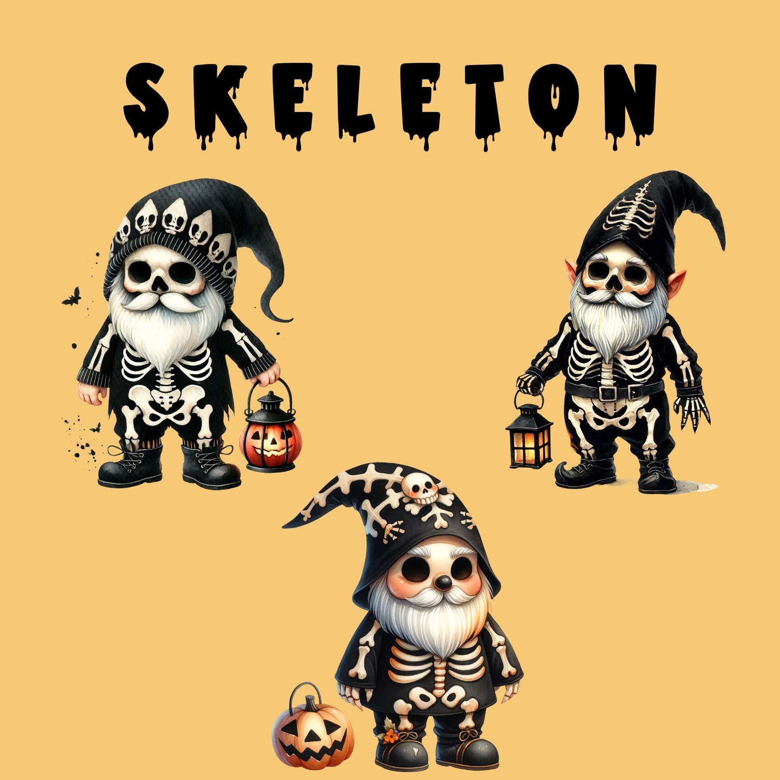 Halloween Gnome Clipart Gnome PNG Sublimation Design Ghost Gnome Spooky ...