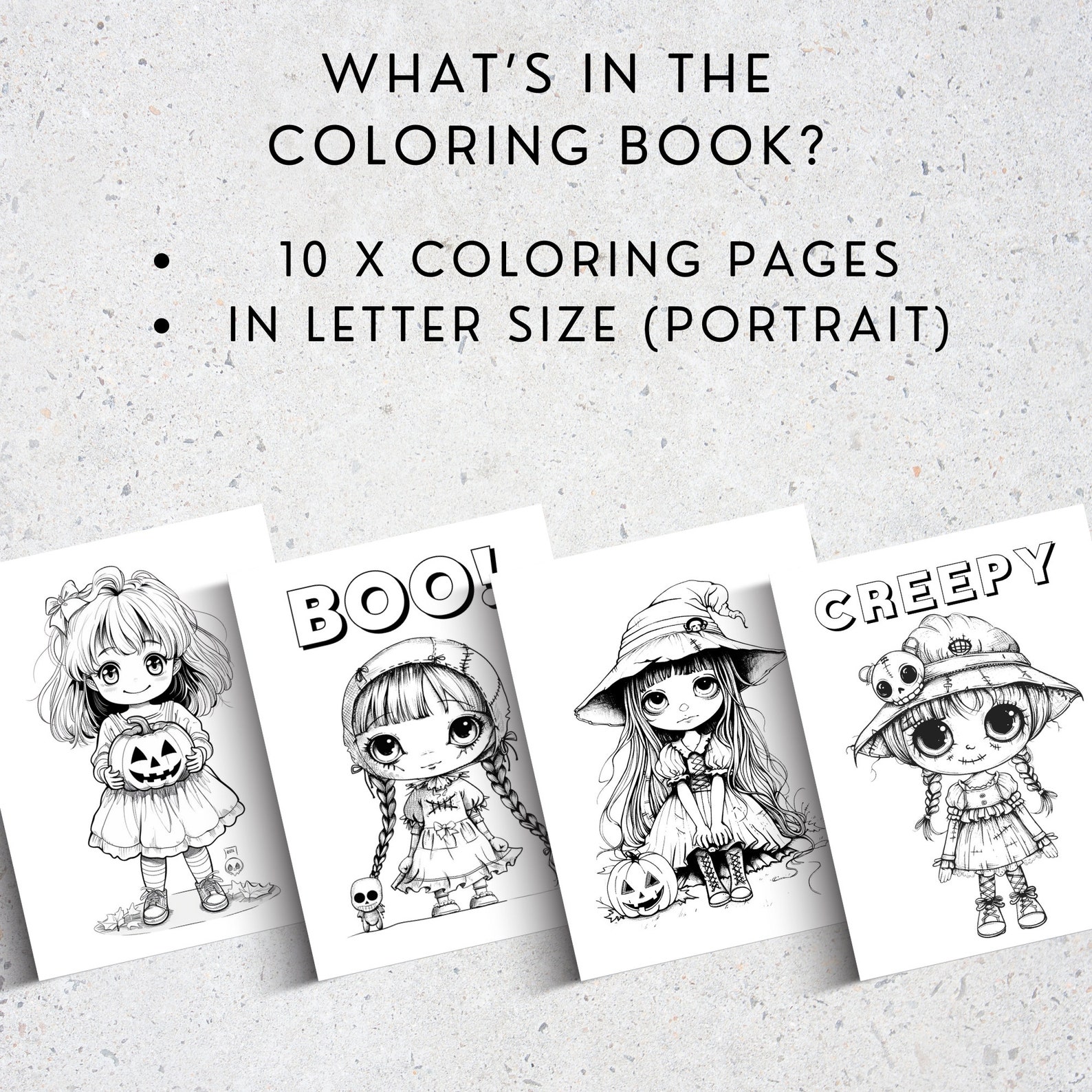 Spooky Girl Coloring Page Printable Halloween Activity for Kids ...