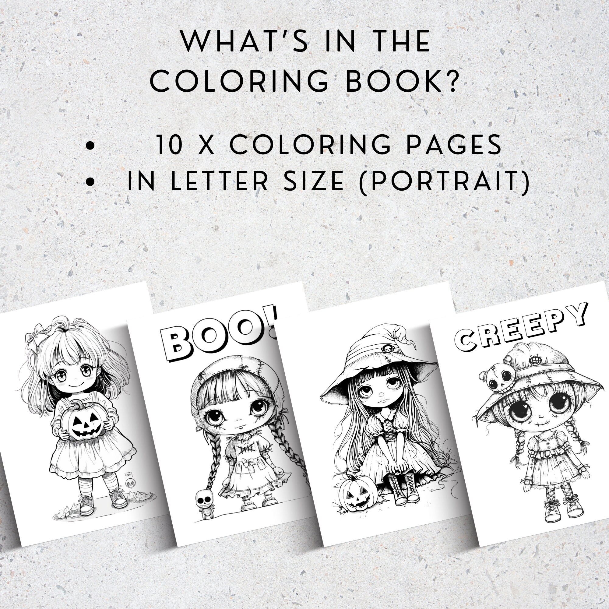 Spooky Girl Coloring Page Printable Halloween Activity for Kids ...