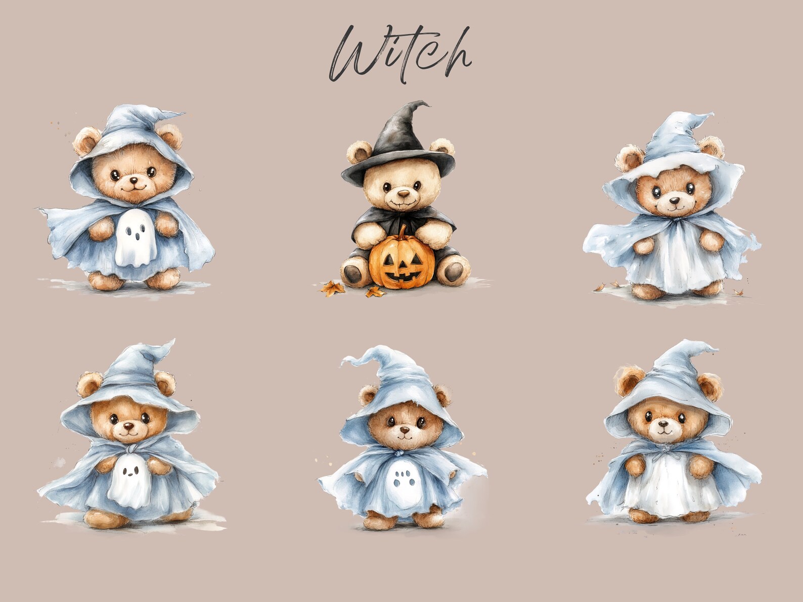 Cute Halloween Teddy Bear Clipart PNG File for Shirt Design Fall ...