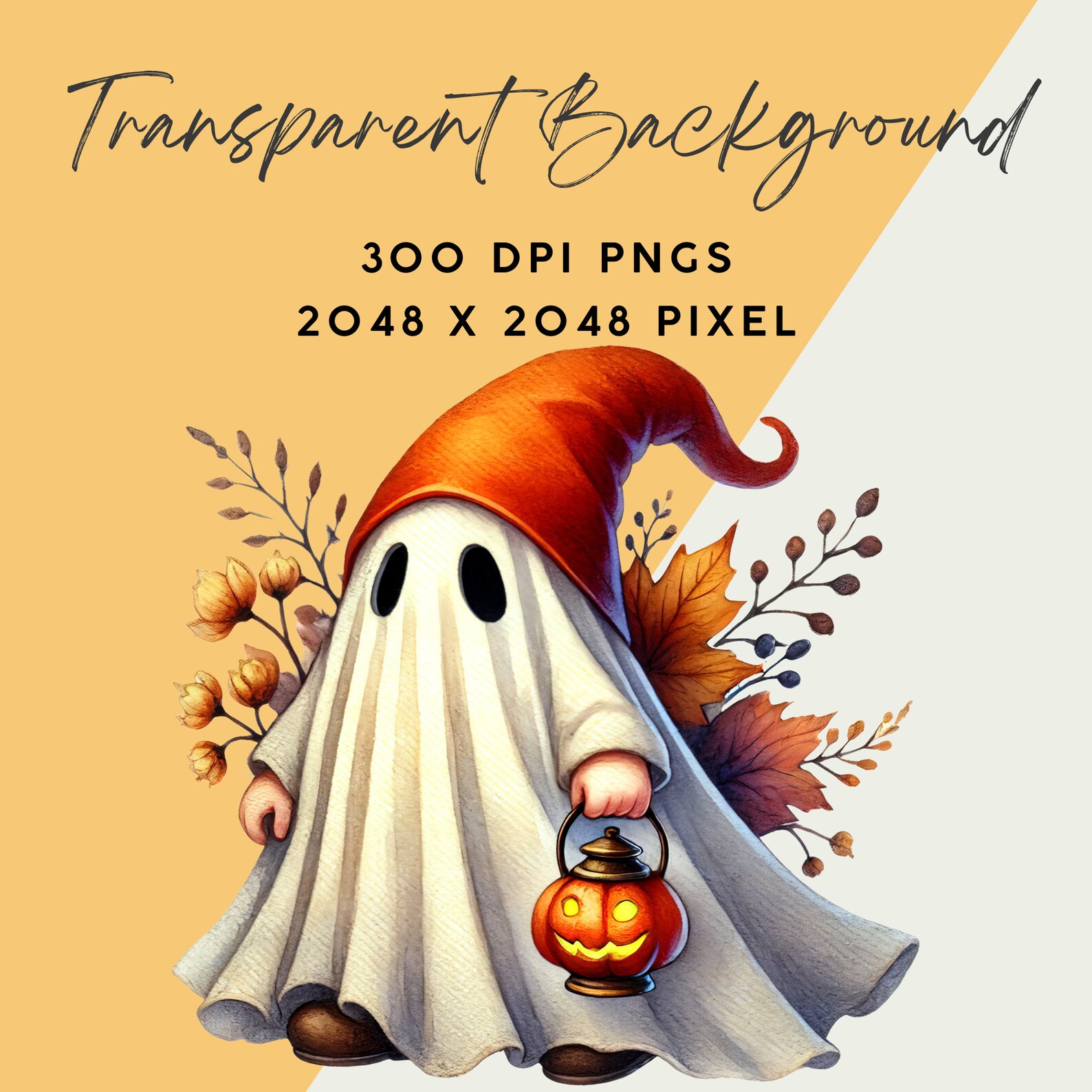 Halloween Gnome Clipart Gnome PNG Sublimation Design Ghost Gnome Spooky ...