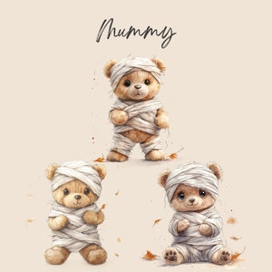 Cute Halloween Teddy Bear Clipart PNG File for Shirt Design Fall ...