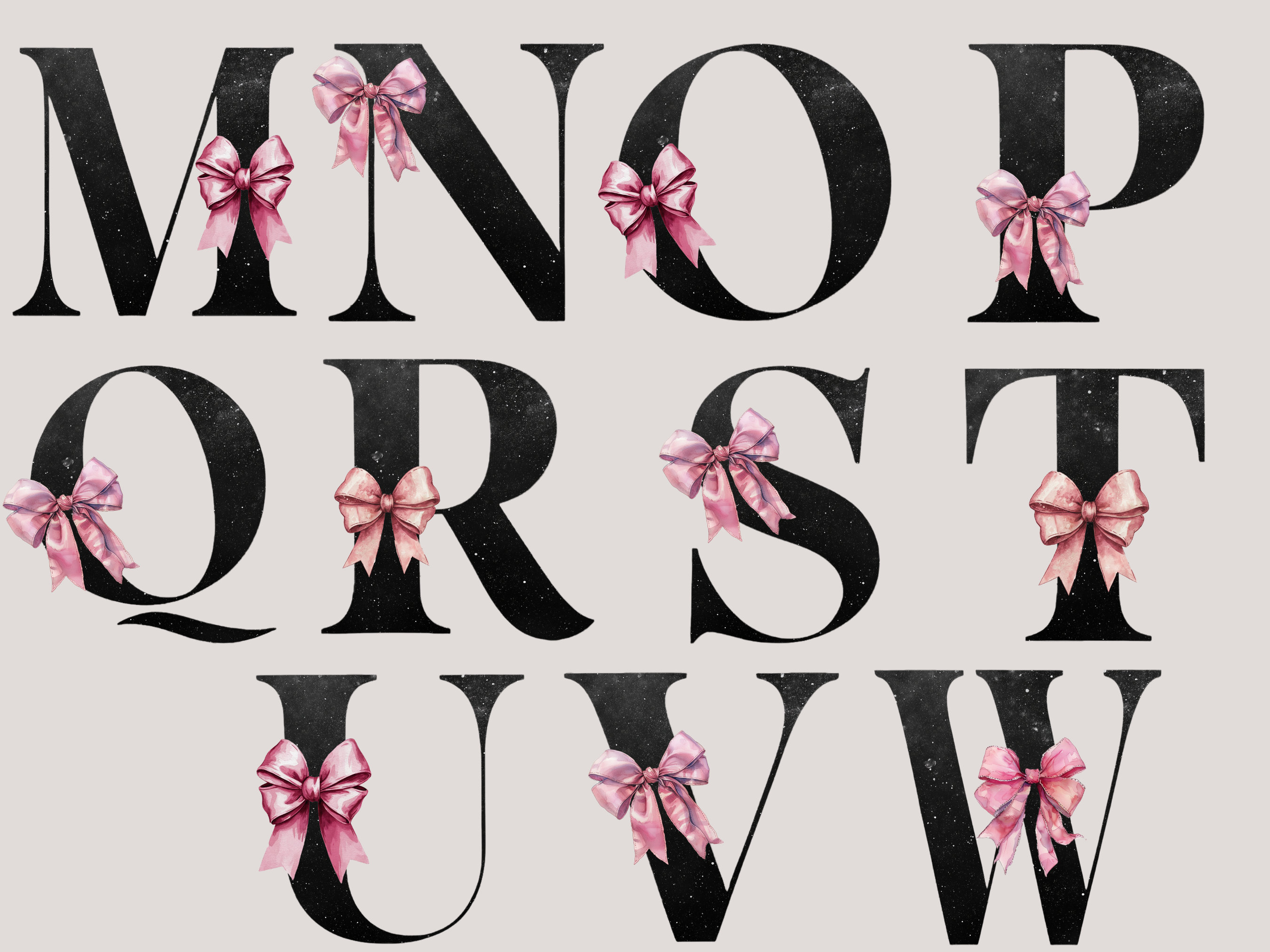 Watercolor Coquette Alphabet Clipart Pack Digital Alphabet Sublimation ...