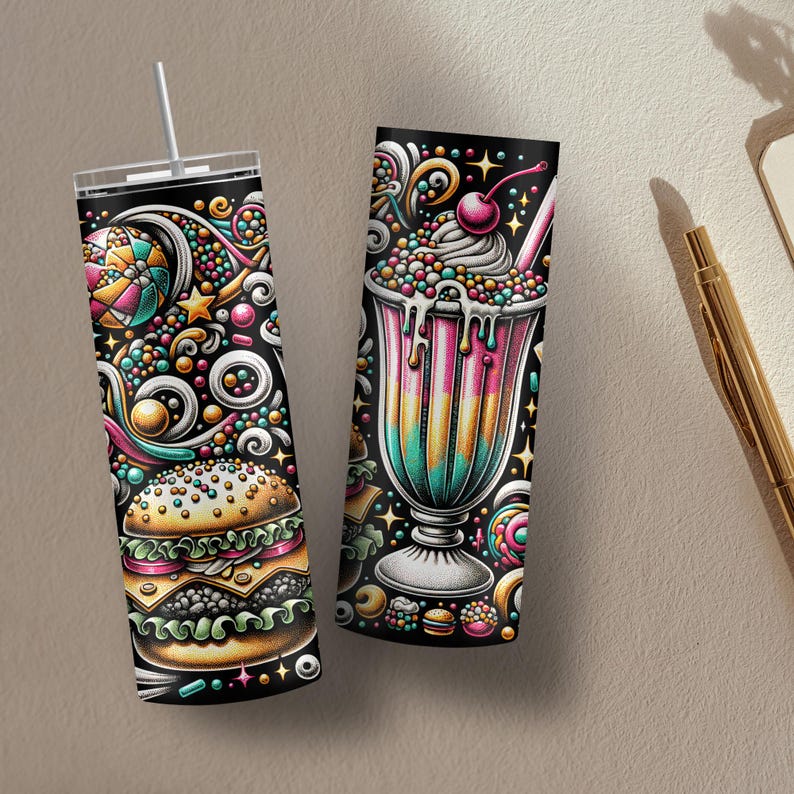 Fast Food Tumbler Wrap Digital Download 20oz Food Lover Gift DIY Custom ...