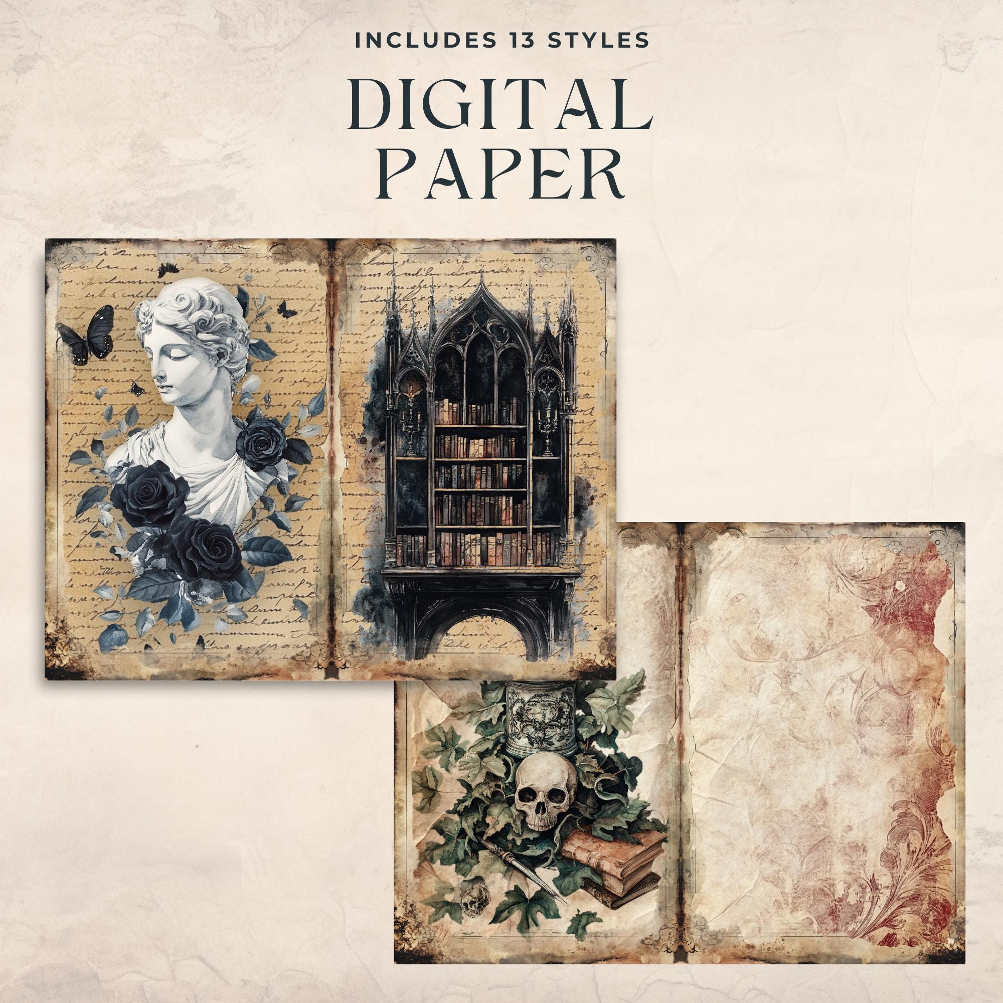 Dark Academia Junk Journal for Scrapbooking, Vintage Printable Papers ...