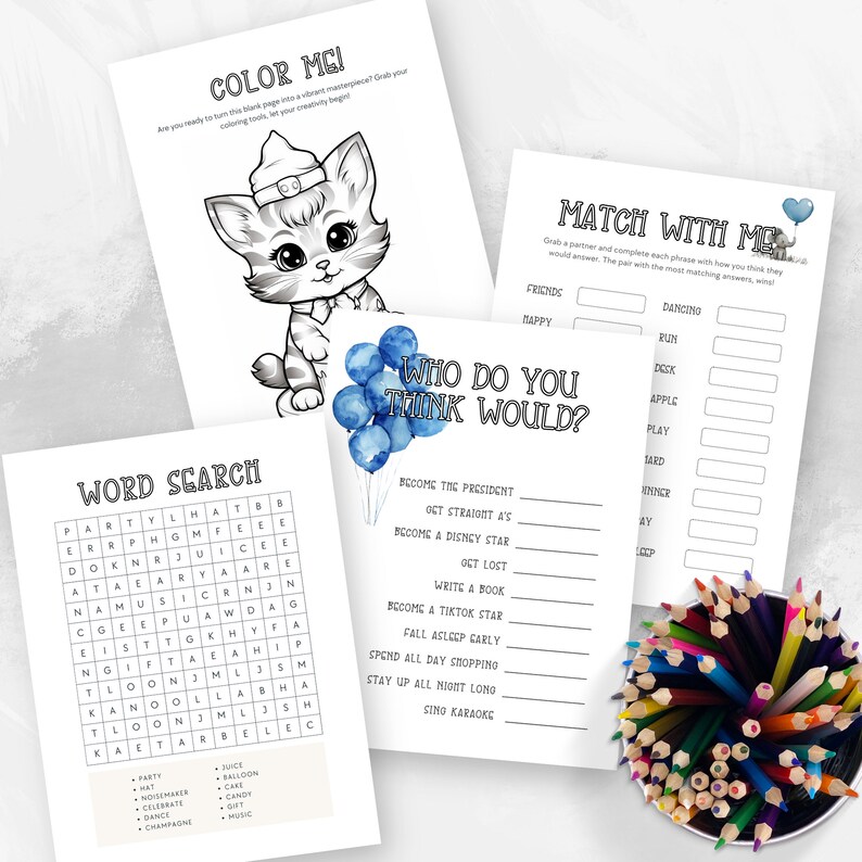 Sleepover Party Games Printable for Girls, Fun Kids Activity Sheets ...