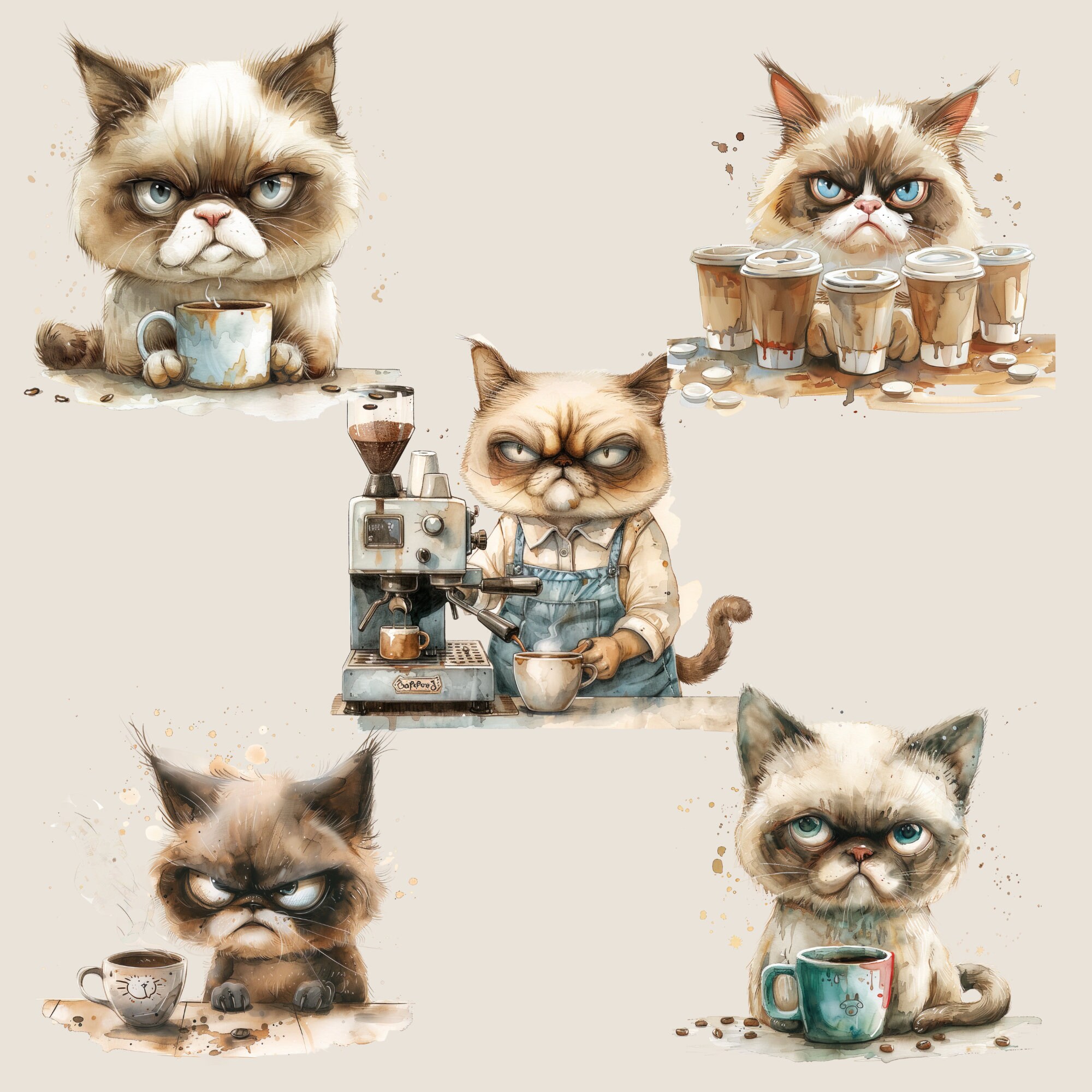 Grumpy Cat With Coffee PNG Grumpy Cat Clipart Cat and Coffee Grumpy Cat ...