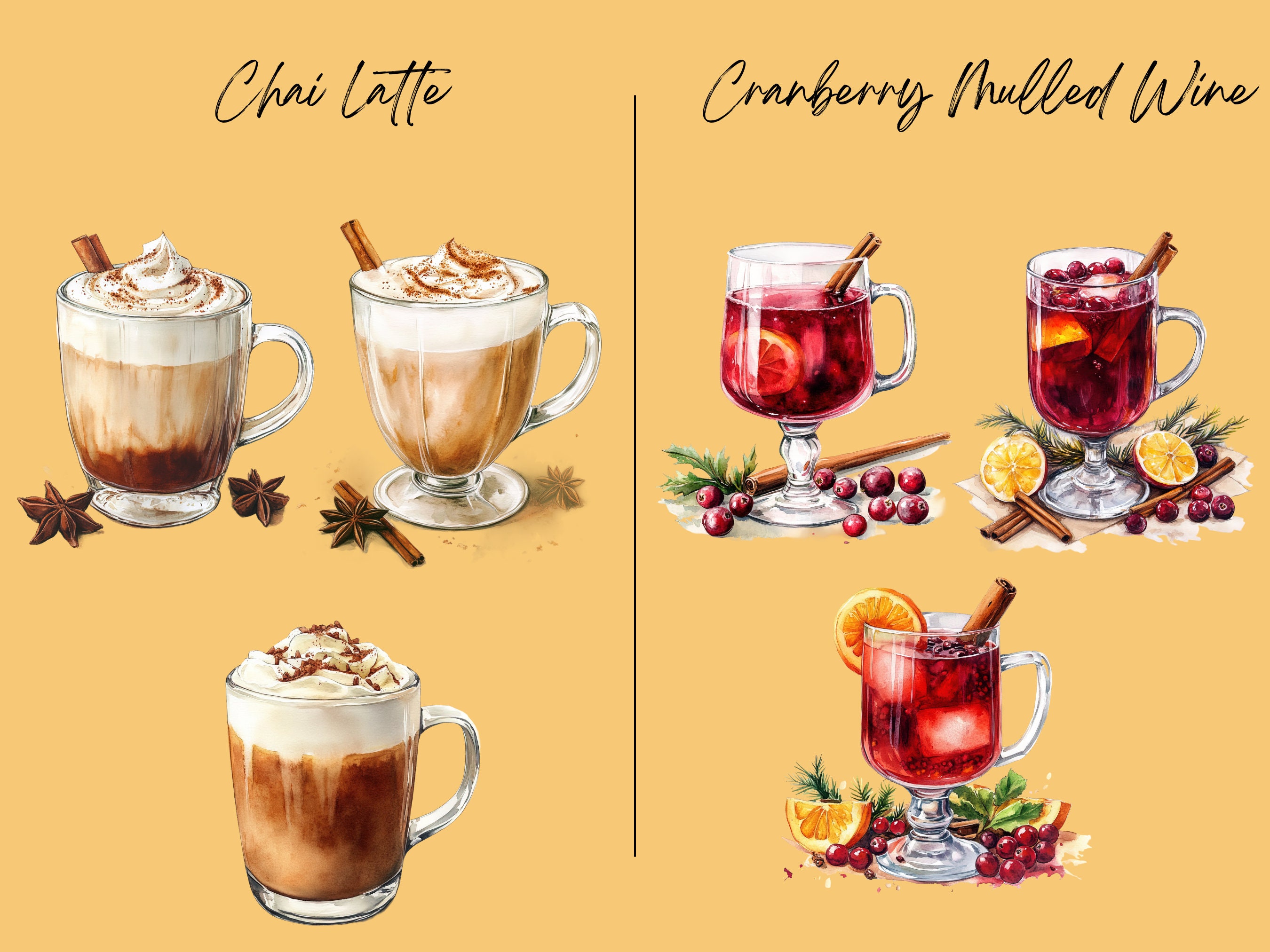 Watercolor Fall Drinks Clipart Autumn Coffee Clipart Cozy Drinks PNG ...
