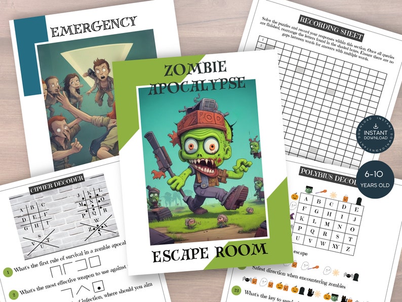 Zombie Escape Room Kit Printable Escape Room for Kids Birthday Party ...