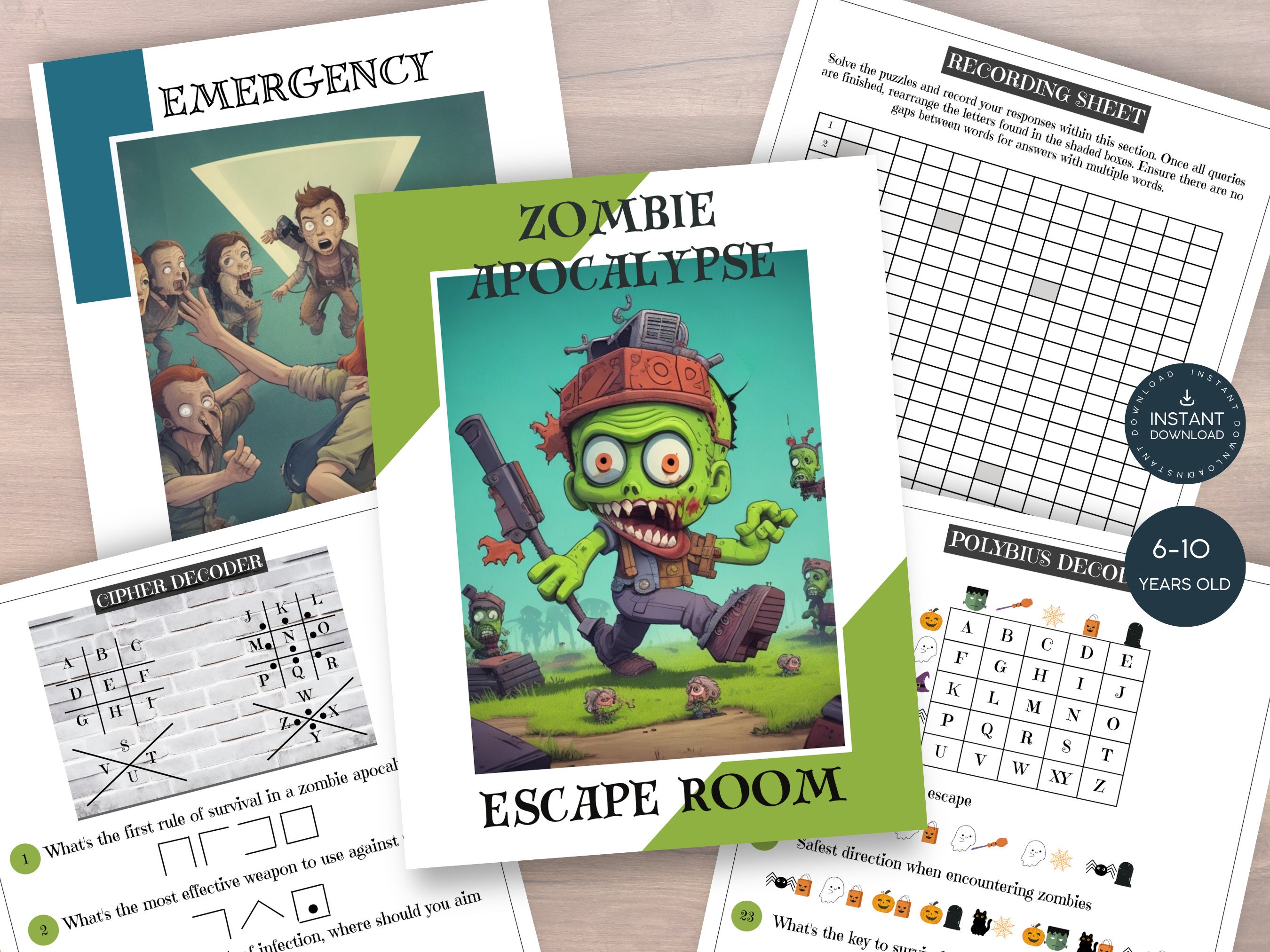 Zombie Escape Room Kit Printable Escape Room for Kids Birthday - Etsy