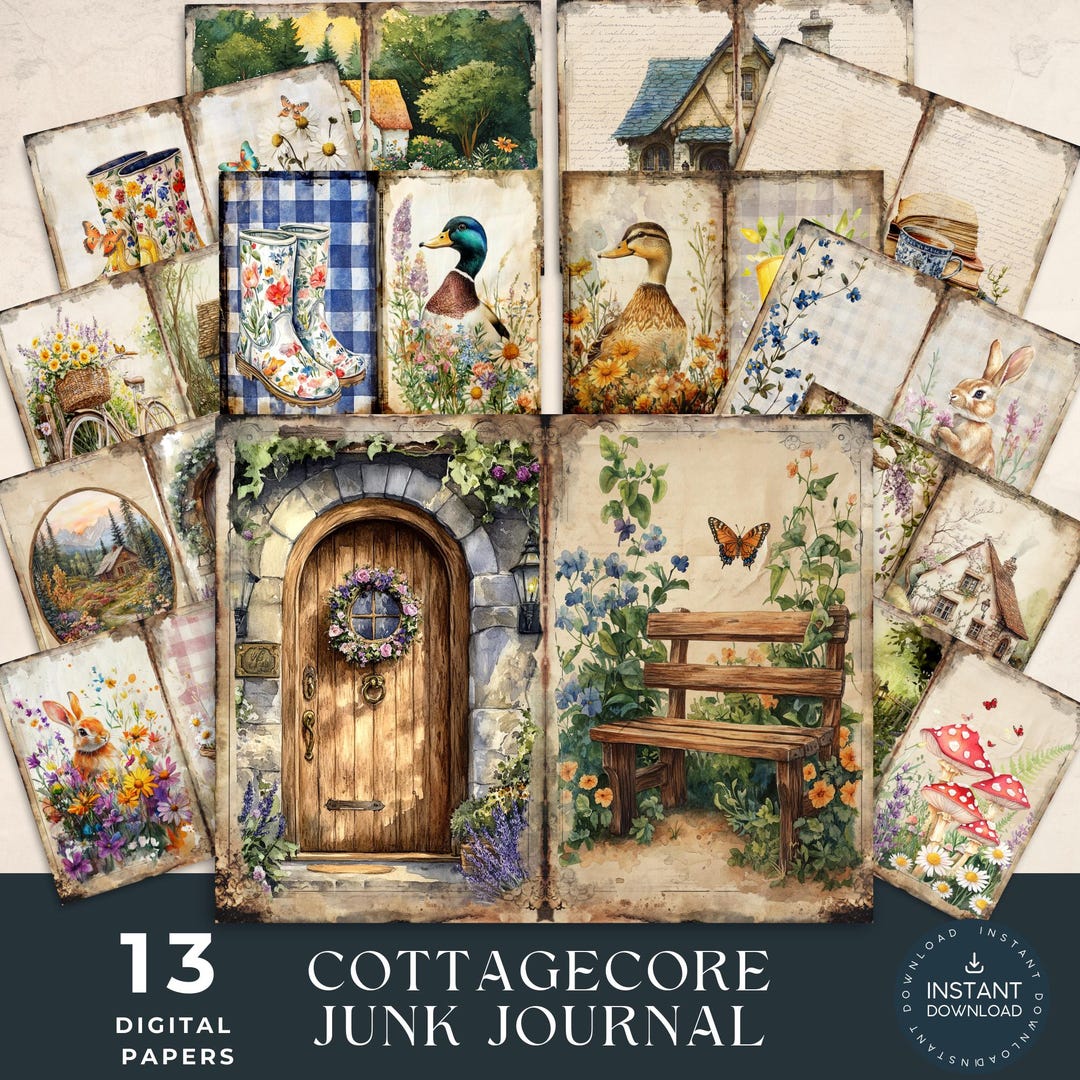 Cottagecore Digital Junk Journal Kit for Scrapbooking, Wildflower ...