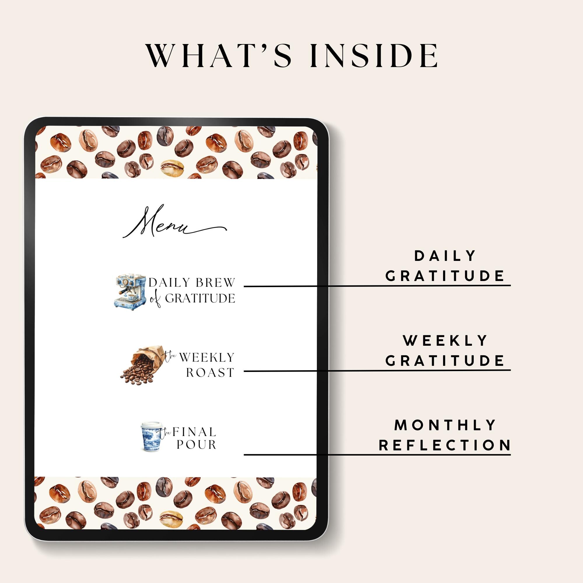 Coffee Lover Gratitude Journal Digital Download, Mindful Reflection ...