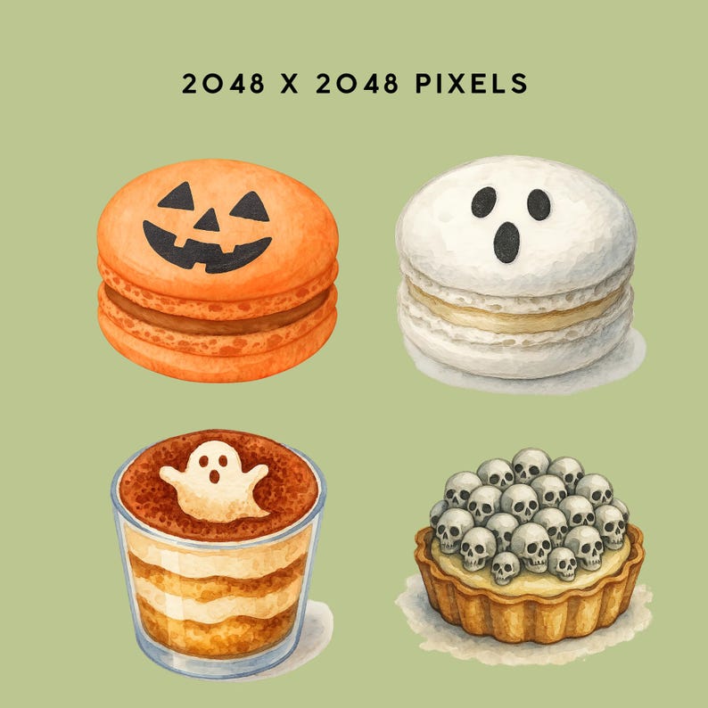 Halloween Bakery Clipart Watercolor PNG, Spooky Dessert Illustrations ...